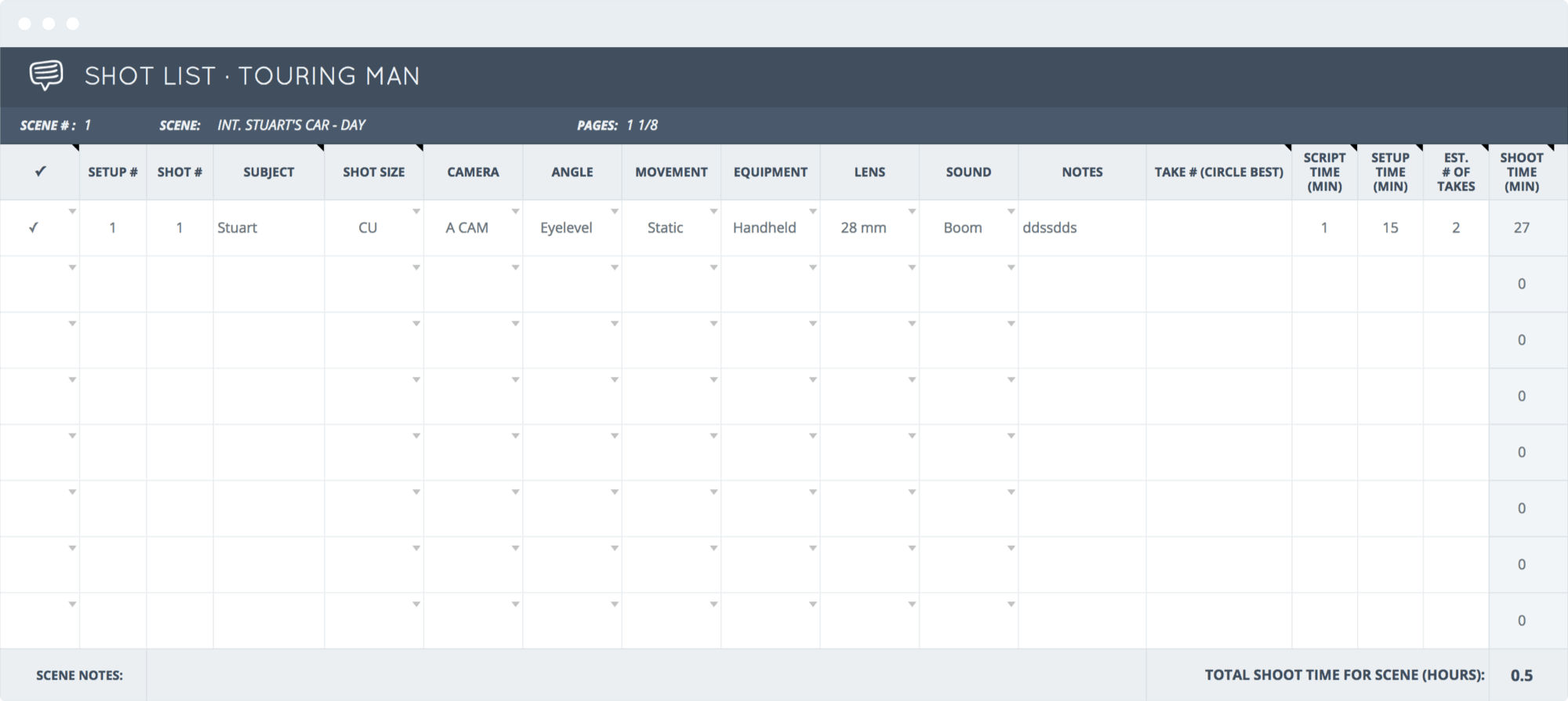 FREE Shot List Template Online Shotlist Creator Software FREE Shot List Template Online Shotlist Creator Software